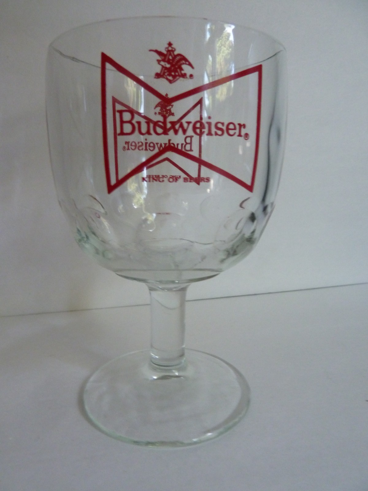 BUDWEISER King of Beers Chalice Dimpled Stemmed Heavy Beer Glass 6 ...