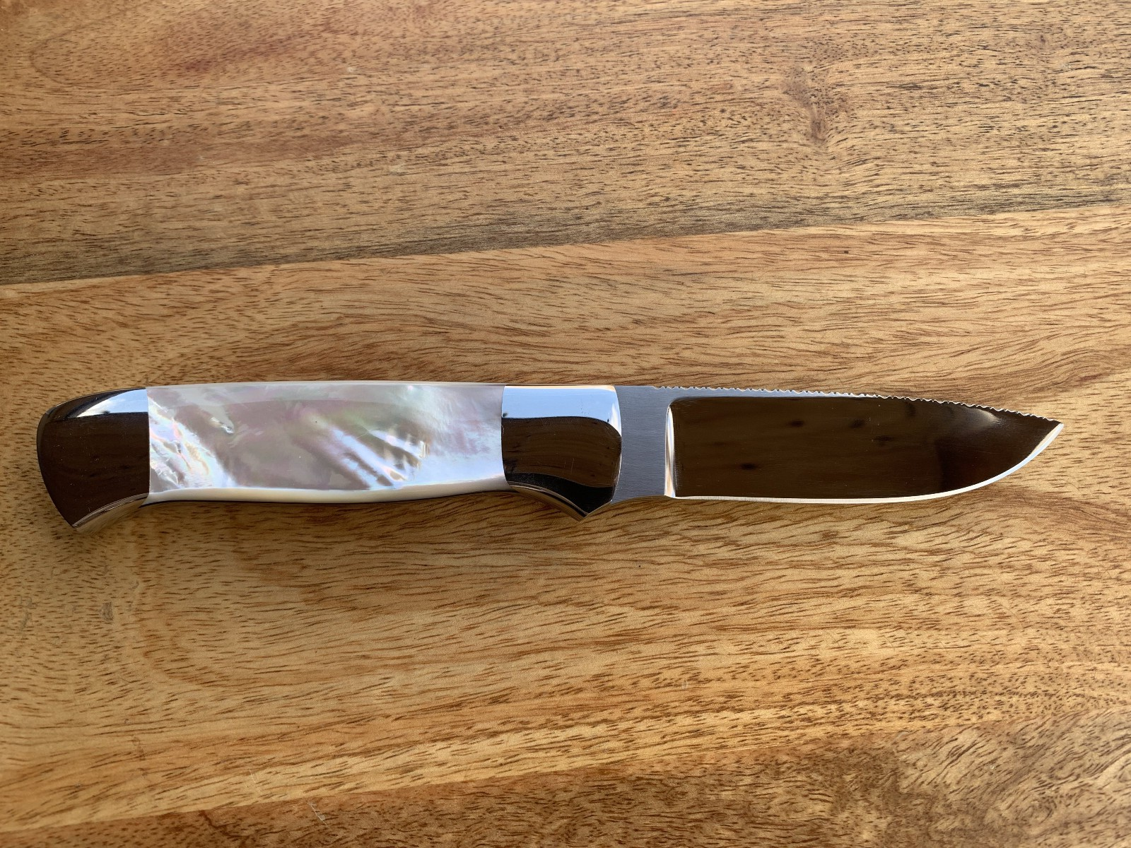 Don Lozier Custom Handmade Knife. Mother of Pearl Drop Point Hunter | eBay