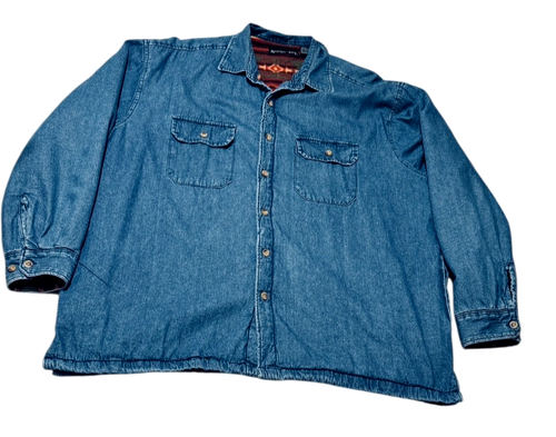 Marino Bay Natural Mens 3XLT Denim Jean Button Jacket Aztec Tribal ...