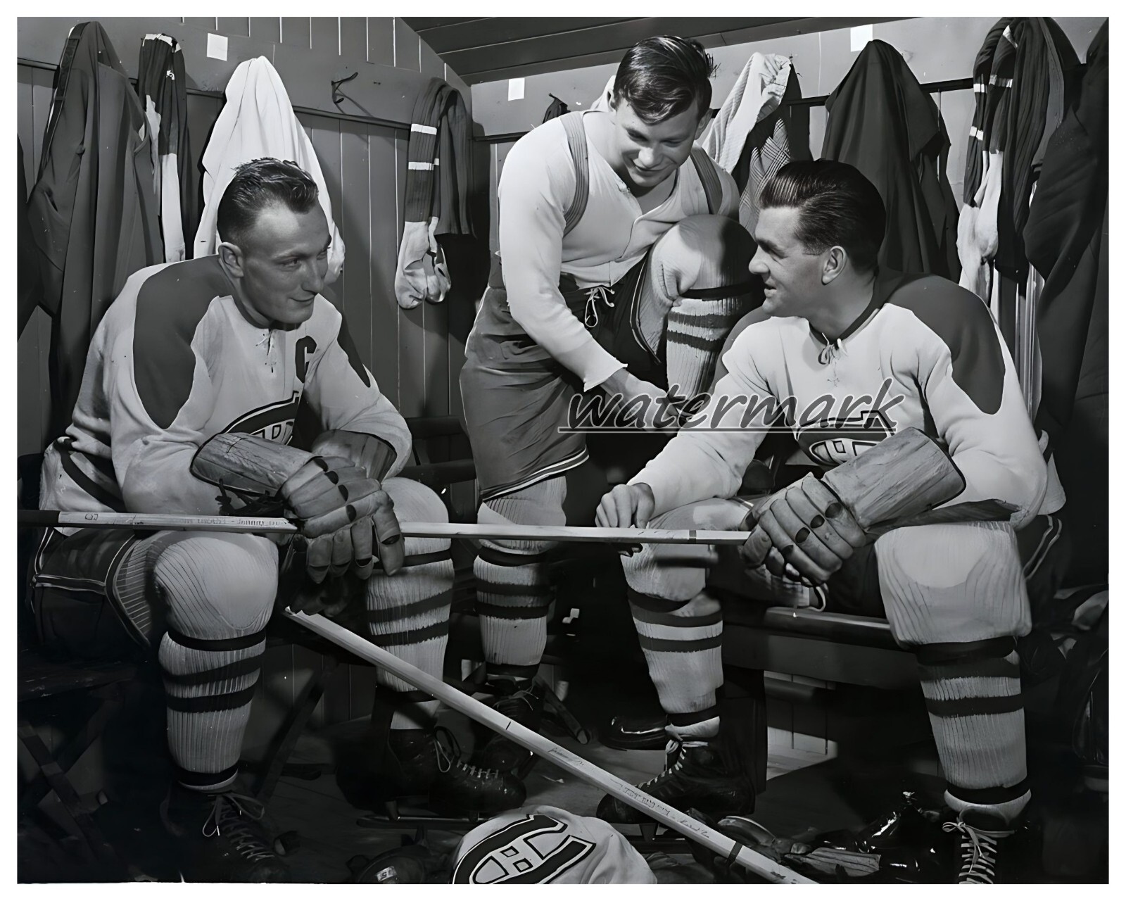 NHL 1947 Montreal Canadiens Maurice Richard with 2 Rookies 8 X 10 Photo ...