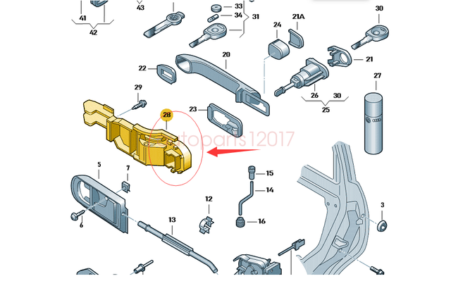 OE Door Handle Inner Mechanism Front Left for BORA Golf PASSAT 01-05 ...