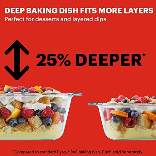 Pyrex Deep Glass Baking Dish with Plastic Lid, Deep Casserole Assorted ...