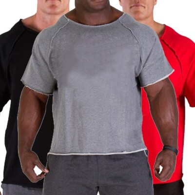 Bodybuilding Shirts Casual Cotton Fitness Gym M~2XL Round Neck Workout ...