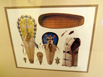 Native American Cradleboard Art Display Board Detailed Beadwork Pouches ...