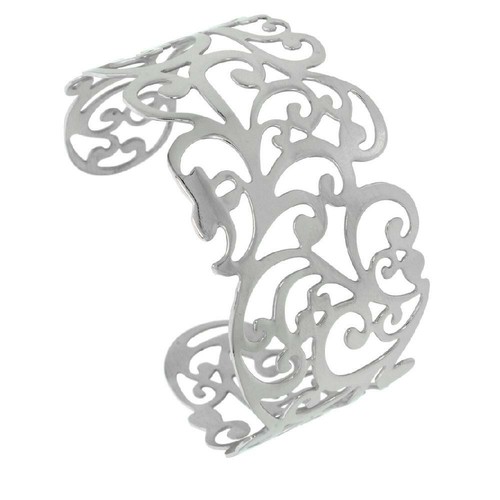 Stainless Steel Floral Vine Cut-out Pattern Cuff Bangle Bracelet | eBay