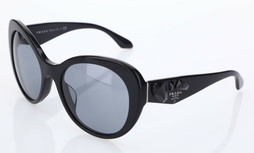 PRADA 161300 Women's SPR26Q-F Black Crystals Cat-Eye Sunglasses 56mm ...