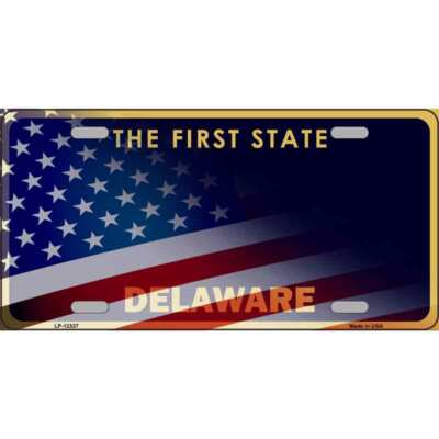 Delaware with American Flag Novelty Metal License Plate Tag LP-12337 | eBay