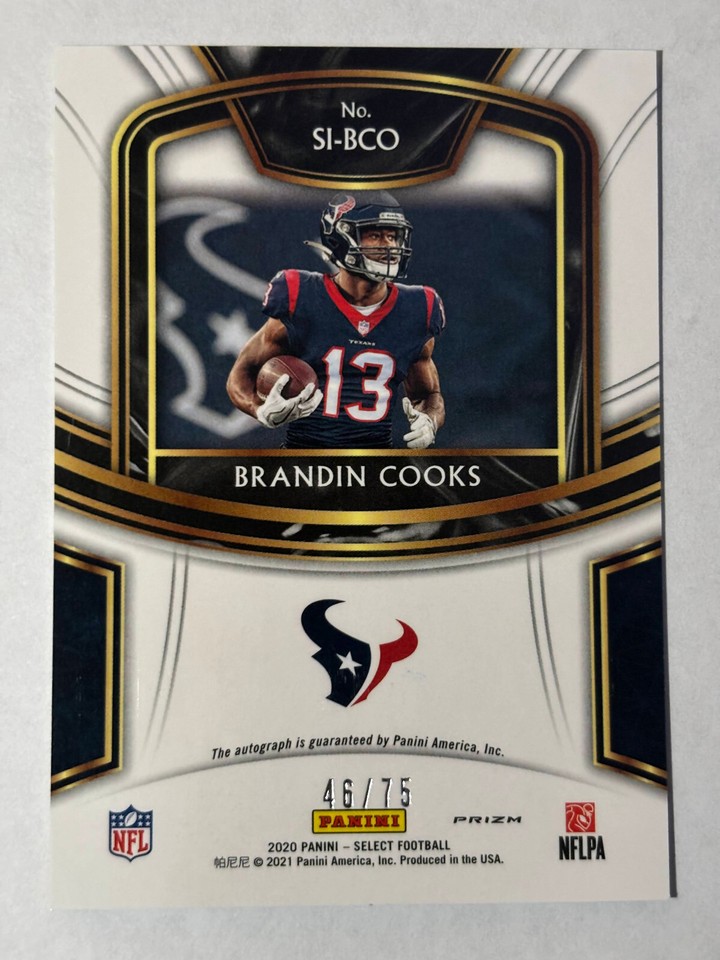 2020 Select Brandin Cooks Auto /75 #SI-BCO Texans Autograph | eBay