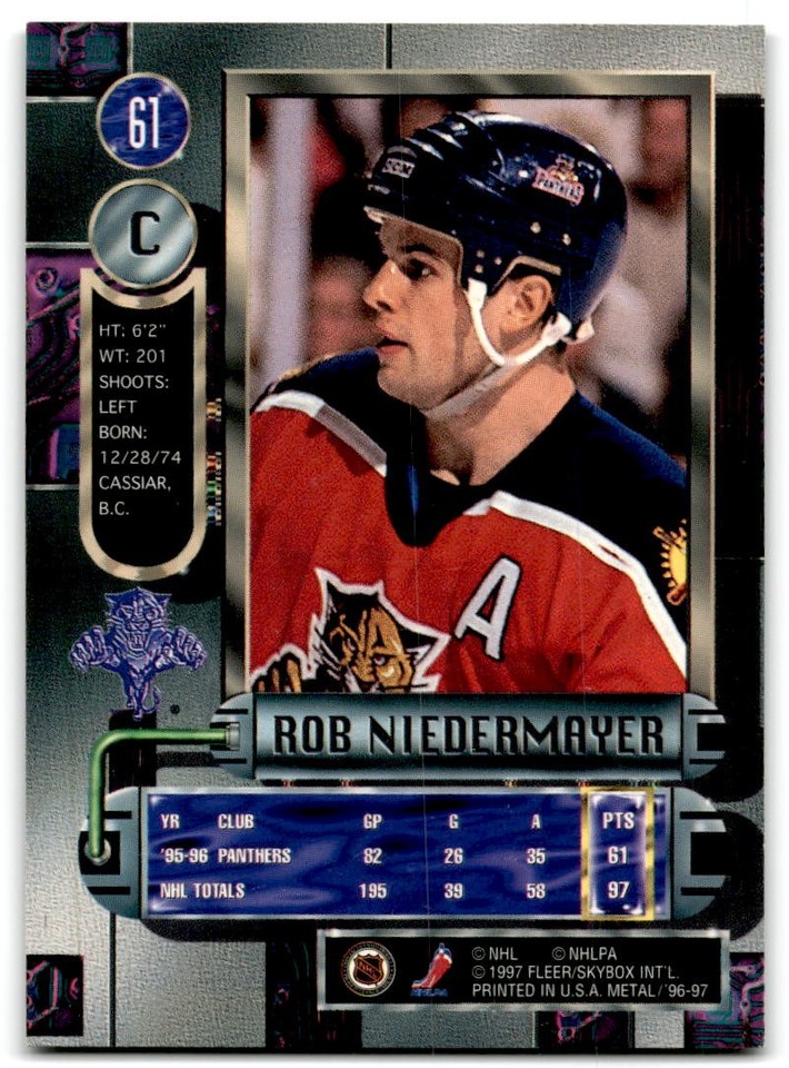 1996 Metal Universe #61 Rob Niedermayer | eBay