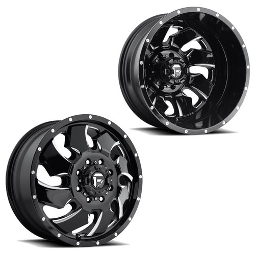 20x8.25 D574 Fuel Cleaver Black Milled PRE-11 GM Dually Wheels 8x6.5 ...