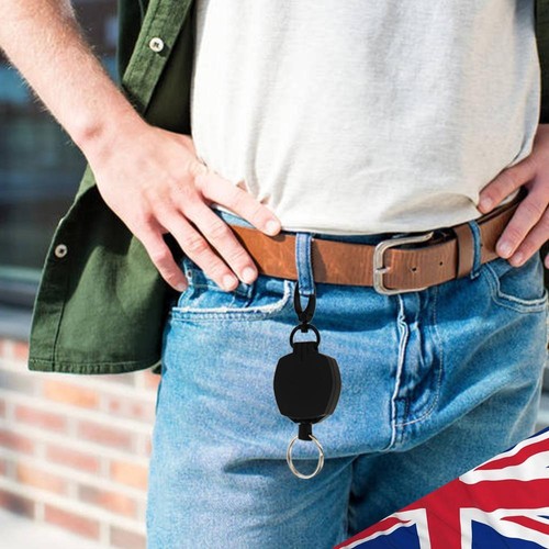 Retractable Pull Reel Badge Keychain Belt Anti-lost Recoil Keychain ...