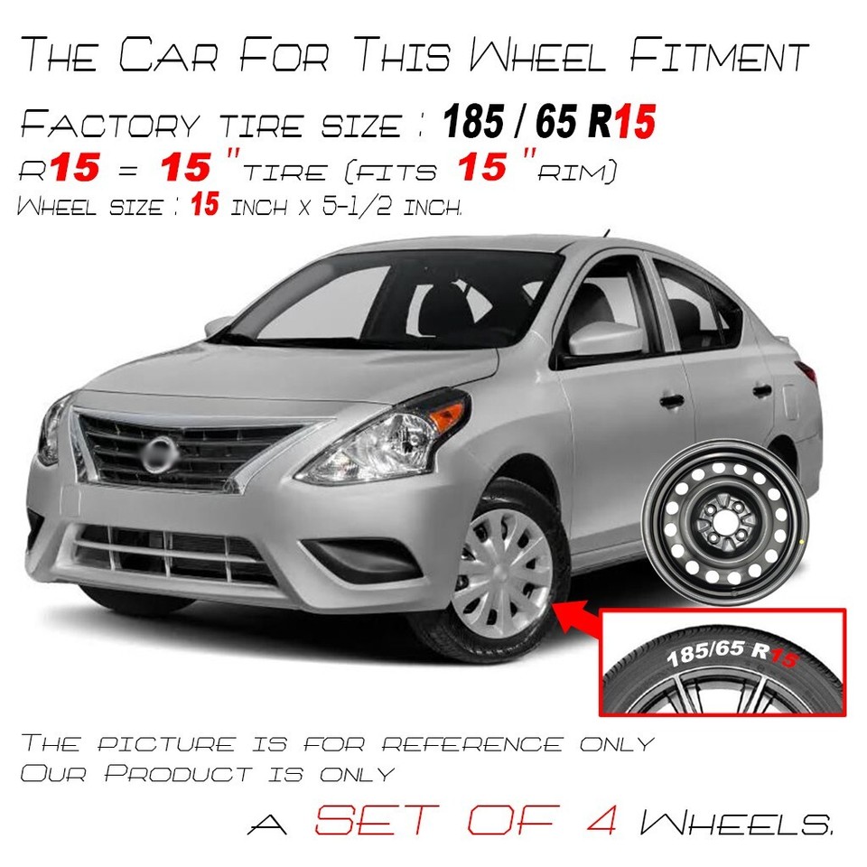 "2013-2019 Nissan Versa 15"" Black Steel Wheel Set of 4 | 62579 | OEM ...