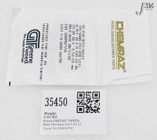35450 GREENE TWEED O-RING, CHEMRAZ, AS-568A-213, 23.29 ID X 3.53 CX ...