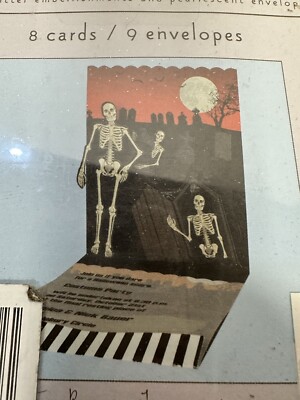 3D Pop-Up Halloween Greeting Card Skeleton With Moon 8 Cards! New Up ...