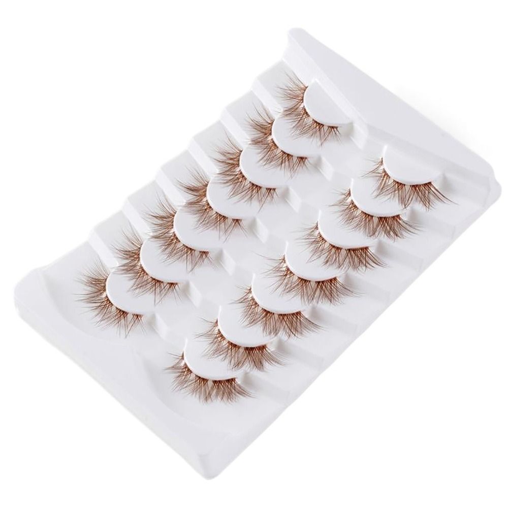 7 Pairs Brown Cluster Lashes Natural Look Wispy Eyelashes Women Beauty ...