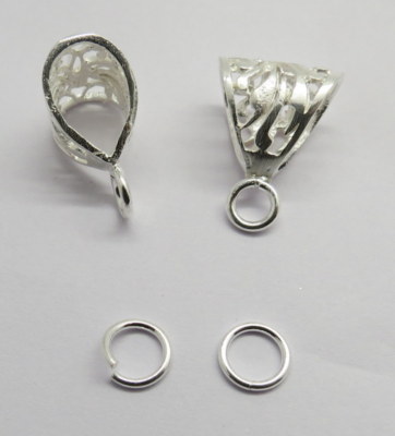 4 Pieces Pendant Bail Loop Bali Silver Beads Bails 20mm Long, 7mm Inner ...