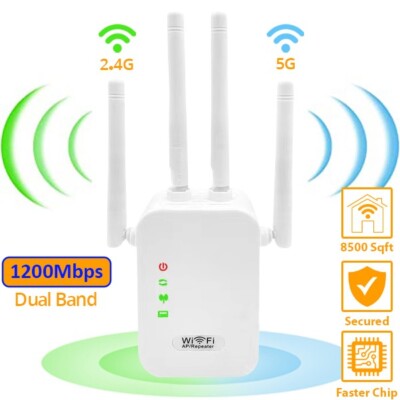 1200Mbps WiFi Range Extender Repeater Wireless Amplifier Router Signal ...