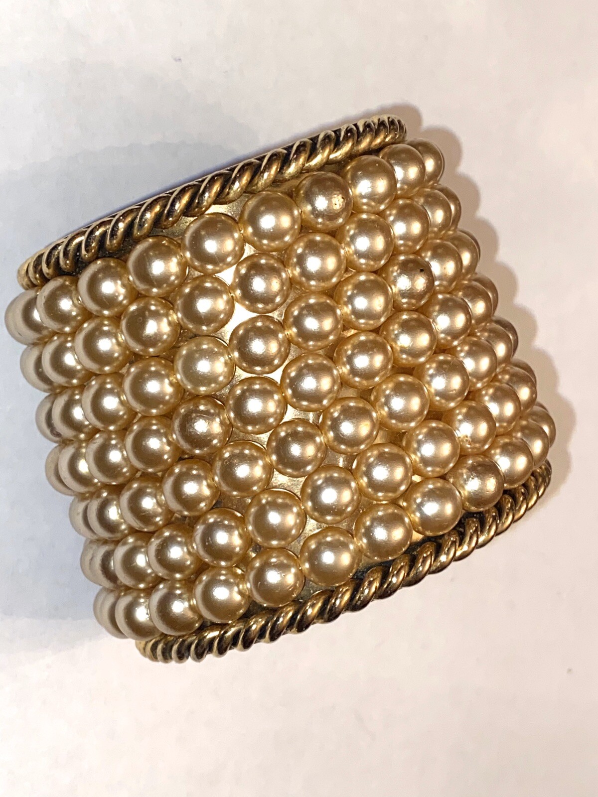 Vintage Edouard Rambaud Paris Couture Gold Rope Pearl Cuff bracelet ...