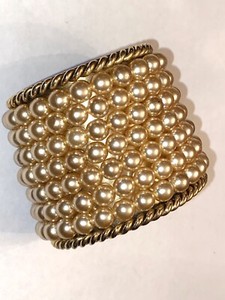 Vintage Edouard Rambaud Paris Couture Gold Rope Pearl Cuff bracelet ...