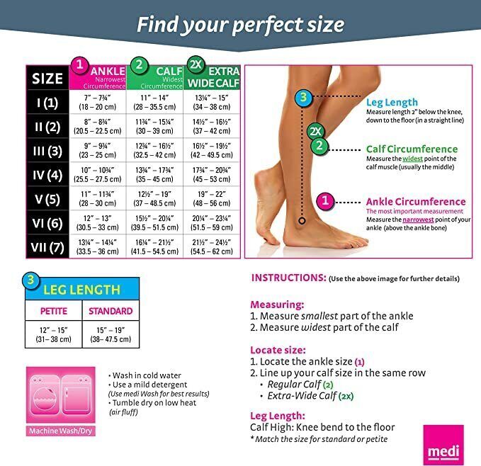 MEDIVEN PLUS EW WIDE CALF OPEN TOE 20-30 Compression Stockings Socks ...