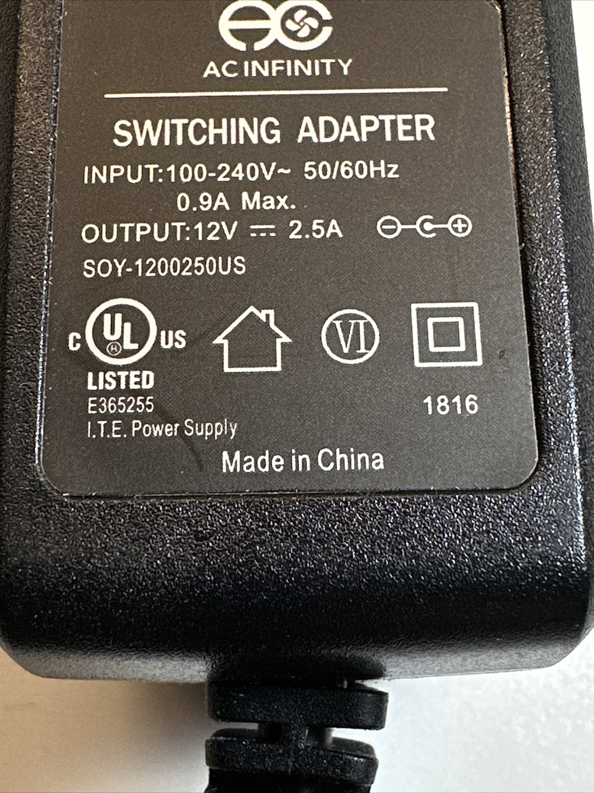 AC INFINITY Charger Adapter SOY-1200250US | eBay