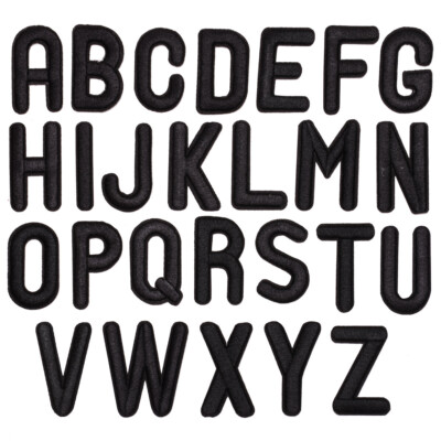 26 Black Alphabet Letters Set Embroidered Patches Iron On Sew On Badge ...