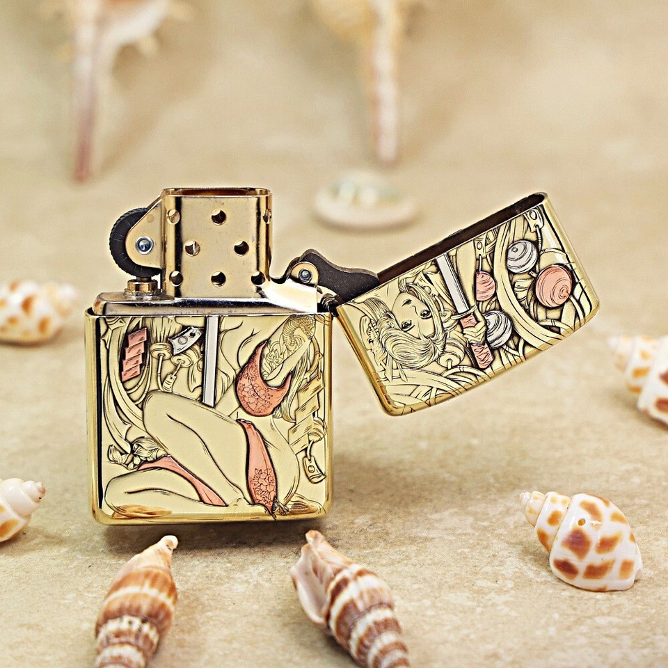 Zippo Armor 168 Copper Lighter Samurai Tattoo Girl Anime Engraved | eBay