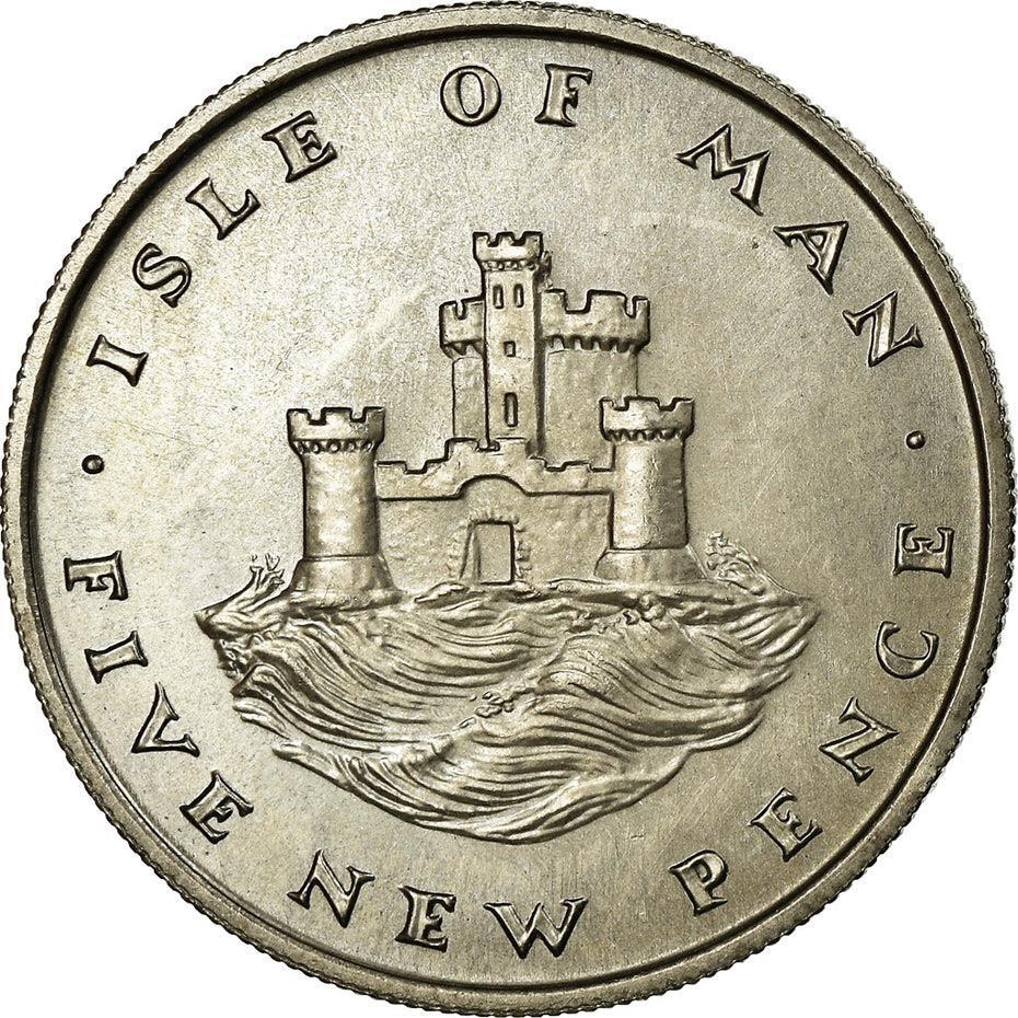 Manx Coin Isle of Man 5 New Pence | Elizabeth II | Refuge Tower | 1971 ...