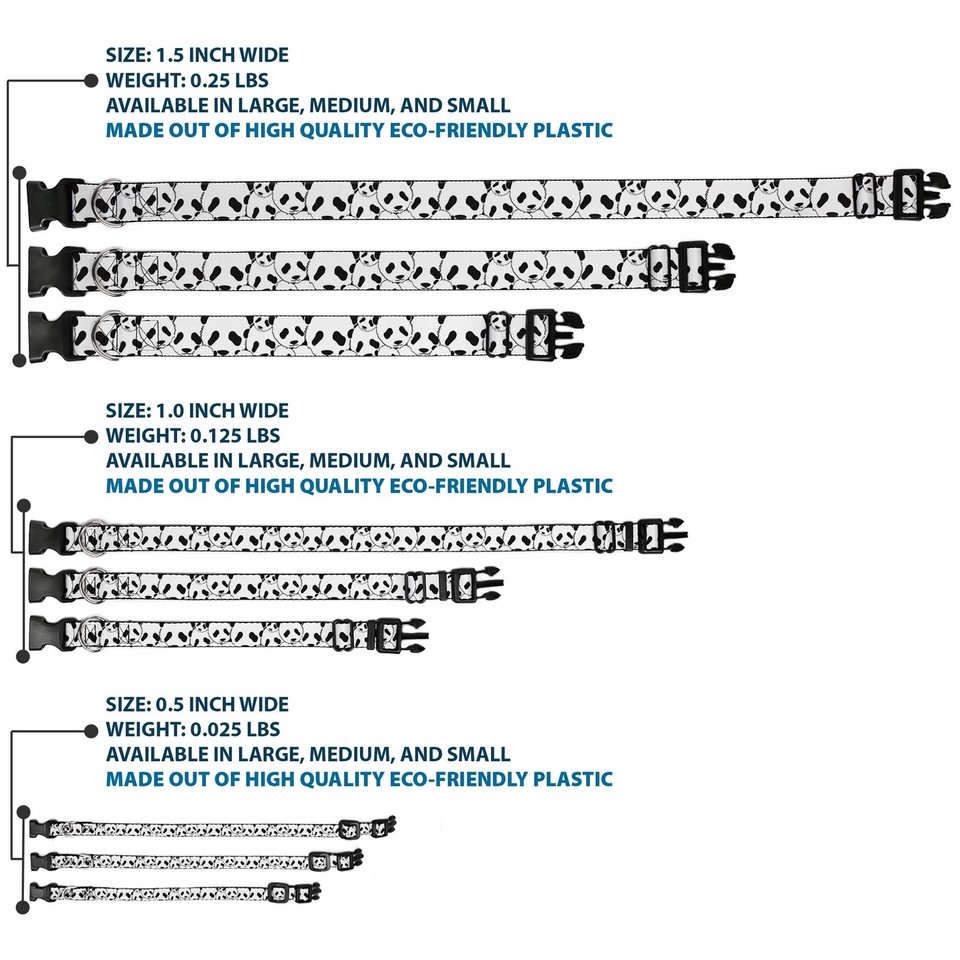 Plastic Clip Collar Panda Bear Stacked NARROW-Small 7-8.5" | eBay