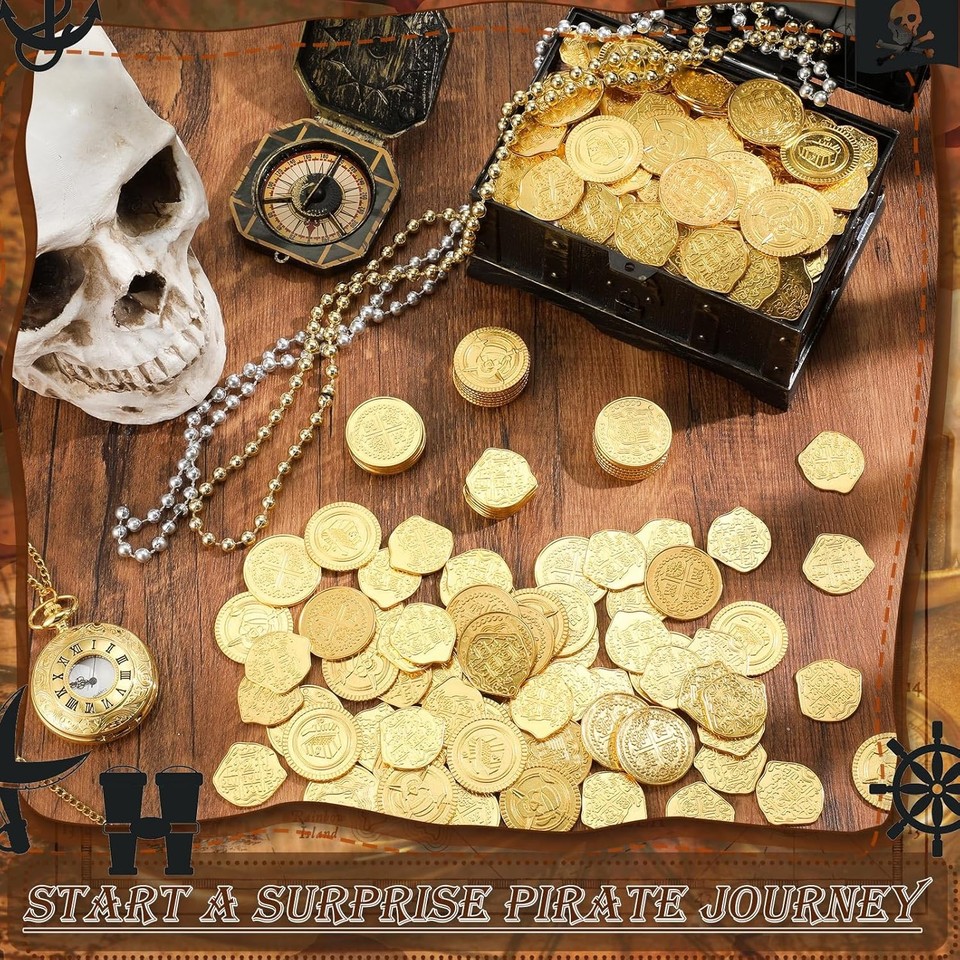 Hanaive 100 Pcs Metal Pirate Coins Bulk Gold Fake Coins Spanish ...