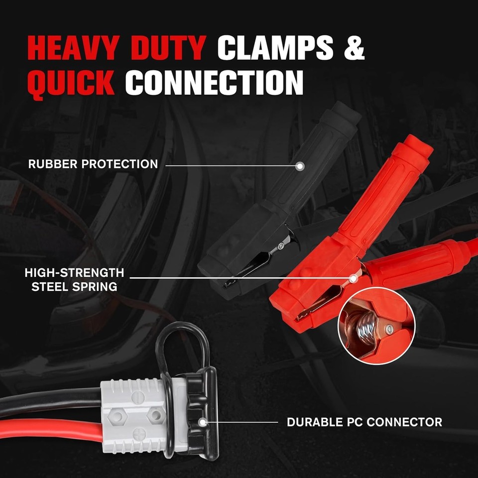 1 Gauge 30FT 1500A Heavy Duty Jumper Cables Quick Connect Booster Car ...