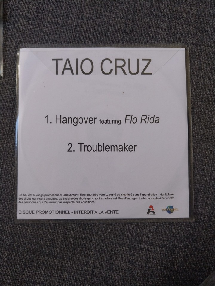 Taio Cruz Ty.o Cd PROMO FRANCE Ft Flo Rida Hangover / Troublemaker | eBay