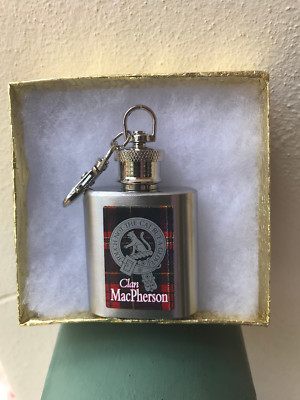 Clan MacPherson Hip Flask 1oz S/S Key Ring Clan Crest Fantastic ...