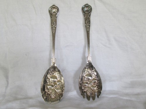 Vtg EPNS A1 Sheffield England Silver Plate Fruit Pattern Serving Spoon ...