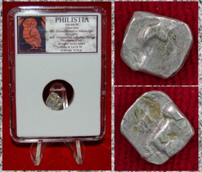 Ancient Coin PHILISTIA Helmeted Athena and Owl Silver Obol Rare Type of ...