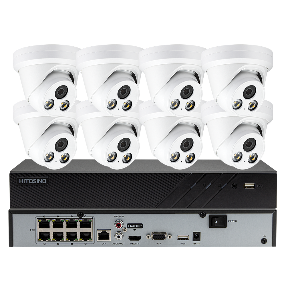 Hikvision Compatible 8CH POE 8MP NVR 4K night AI Color Mic IP Camera ...
