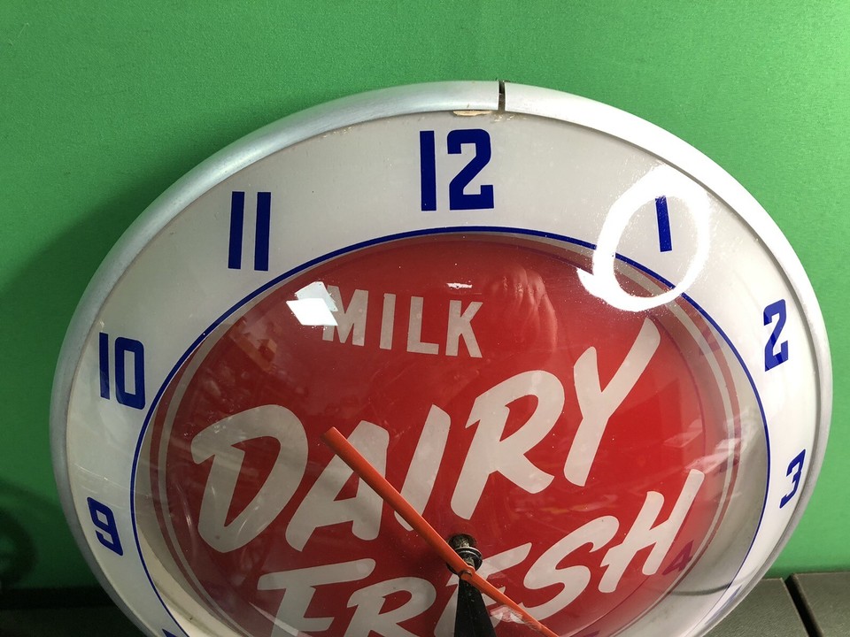 Vintage Original DAIRY FRESH MILK & ICE CREAM LIGHTED DOUBLE BUBBLE ...