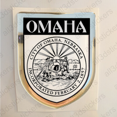 Omaha USA Sticker Seal Resin Domed Flag United States 3D Shield ...