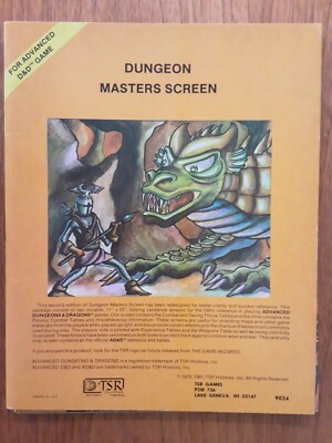 Vintage ADVANCED DUNGEONS & DRAGONS Master Screen 1979 TSR GAMES Rare 2 ...
