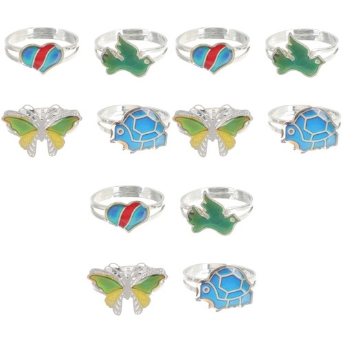 12 pcs Mood Rings Color Change Ring Decor for Women Kids Finger Ring ...