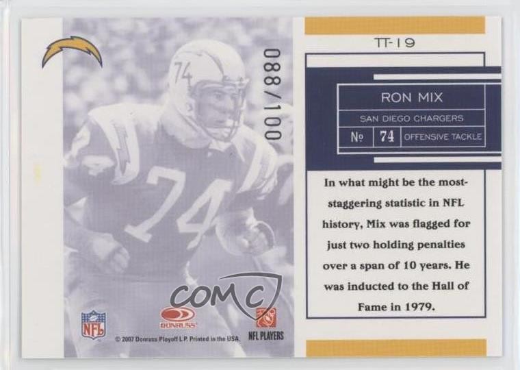 2007 Leaf Limited Team Trademarks /100 Ron Mix #TT-19 HOF | eBay