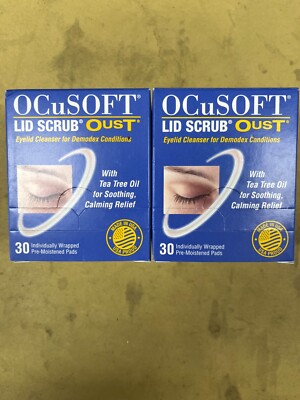 2 New OCuSOFT Lid Scrub Oust Eyelid Cleanser - 30 Pads Each Box Exp. 04 ...