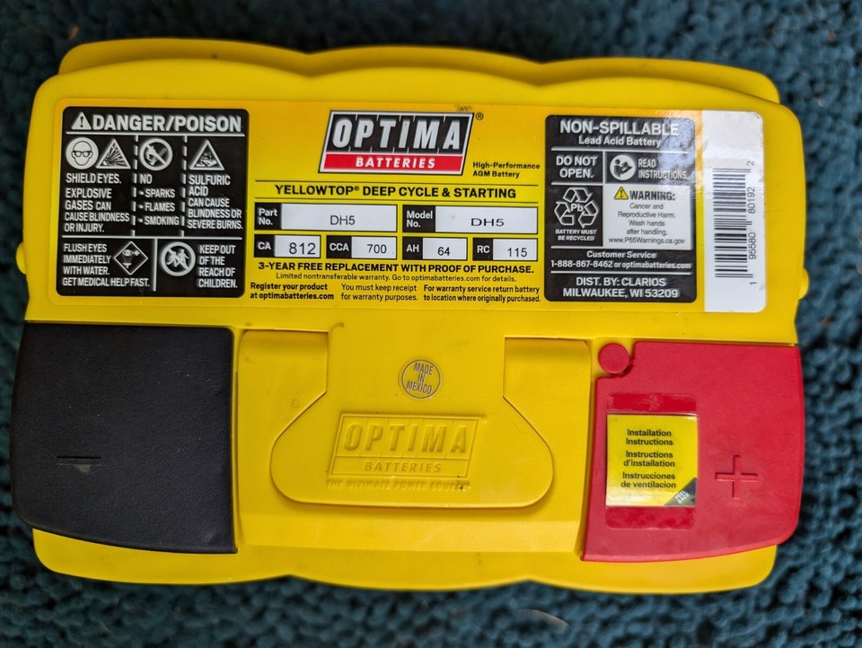 H5 Yellow Top Optima Battery | eBay