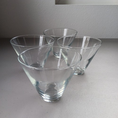 Libbey Stemless Martini Glasses Set of 4 Cocktail Barware MCM Elegant Minimalist | eBay