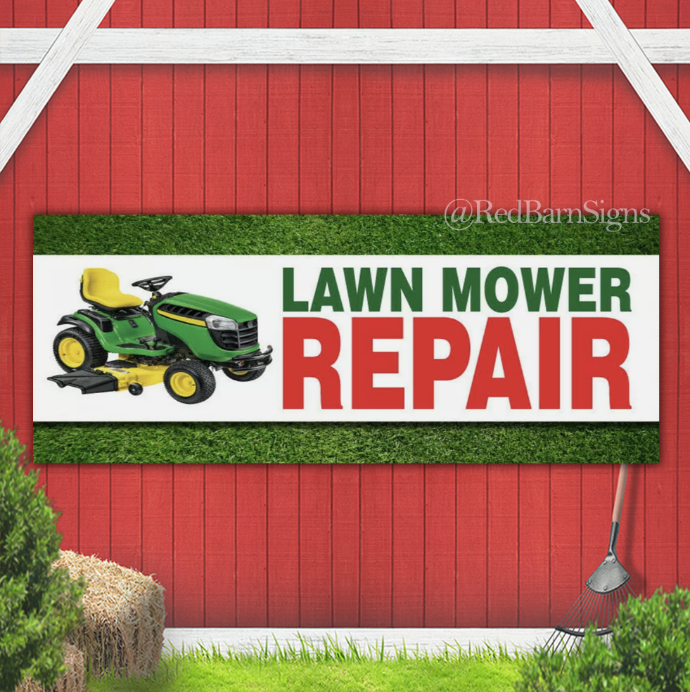 LAWN MOWER REPAIR Business Advertising Lawn indoor outdoor banner sign ...