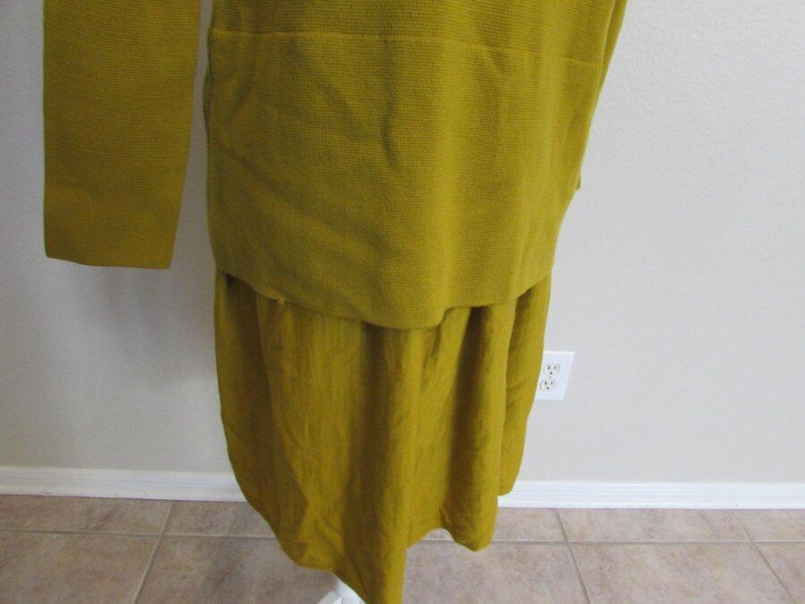 COS EUR Sz Sm mustard yellow l/s wool shift dress tiered quality ...