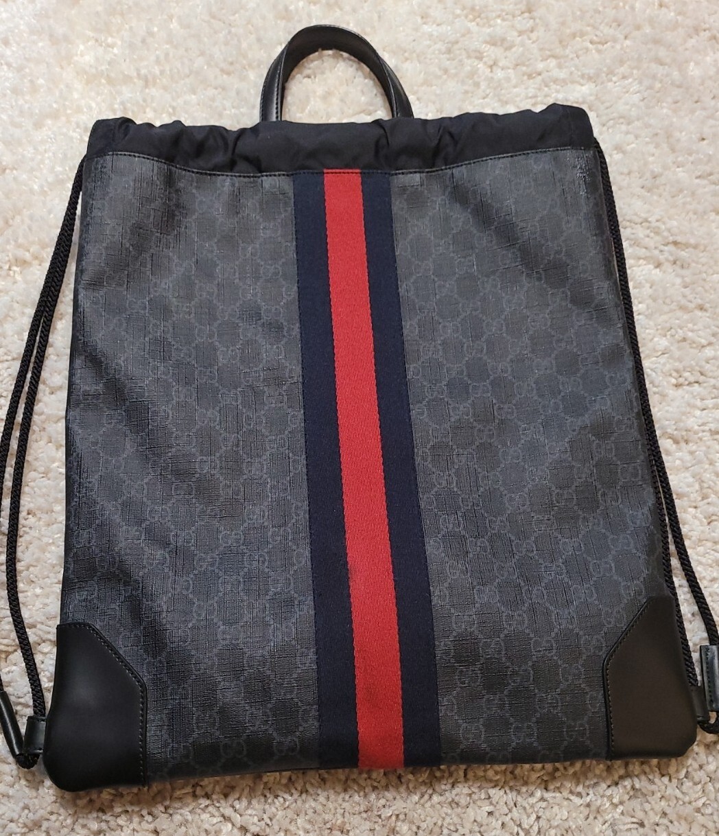 Authentic Gucci GG Supreme Canvas Drawstring Backpack… - Gem