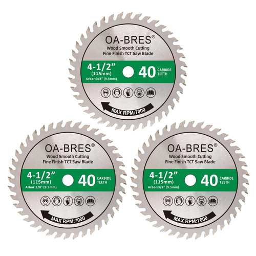 4-1/2 Inch 40T Circular Saw Blade TCT Arbor 3 Pack for Fine Wood ...