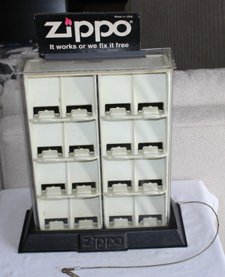 Vintage Zippo 16 Lighter Countertop Display Case w/ Sign, 1 key FREE ...