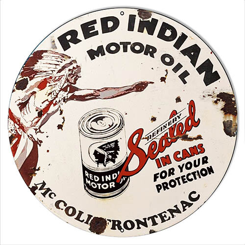 Red Indian Motor Oil Reproduction Metal Sign 14 & 18 Round | eBay